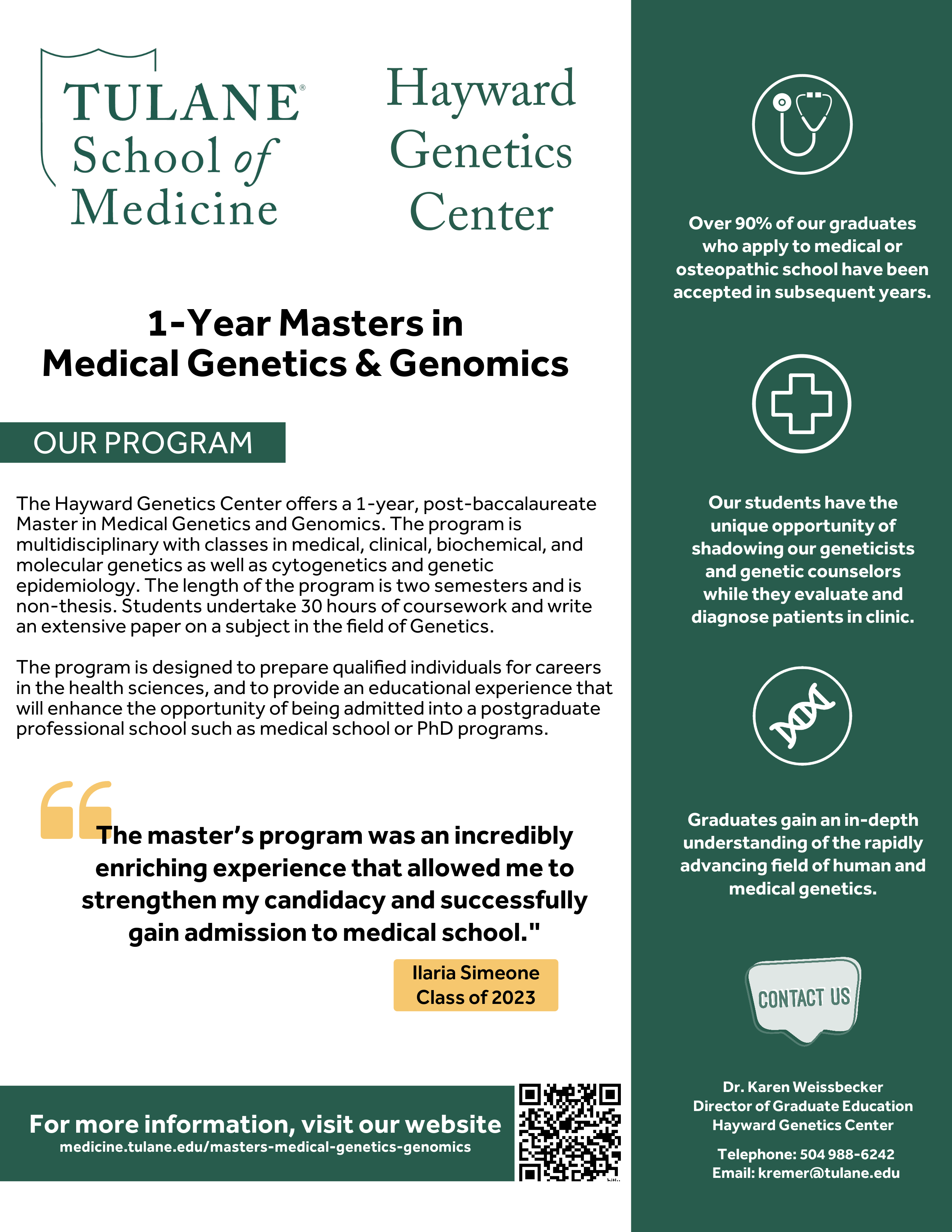 2023 Tulane Genetics Masters Flyer – Health Professions Advising
